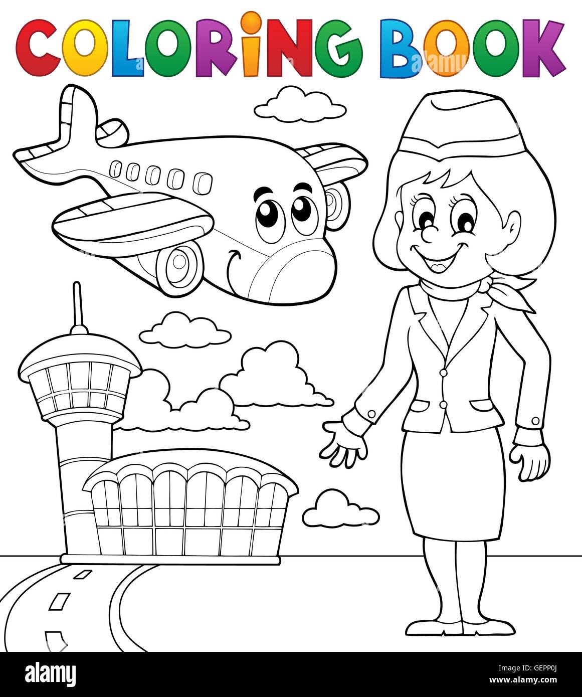 Coloring book aviation theme 2 - picture illustration Stock Photo - Alamy