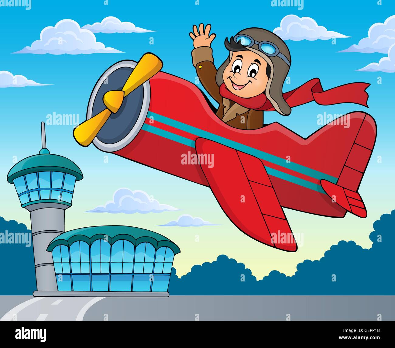 Pilot in retro airplane theme image 2 - picture illustration Stock ...