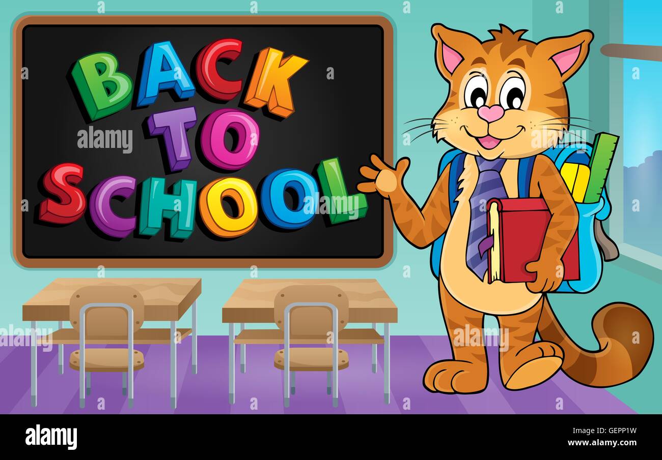 School cat theme image 3 - picture illustration Stock Photo - Alamy