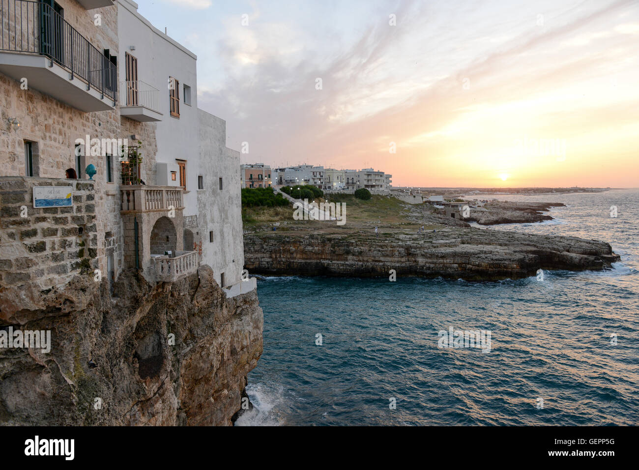 Polignano a mare, scenic small town built on rocks in Puglia, Italy ...