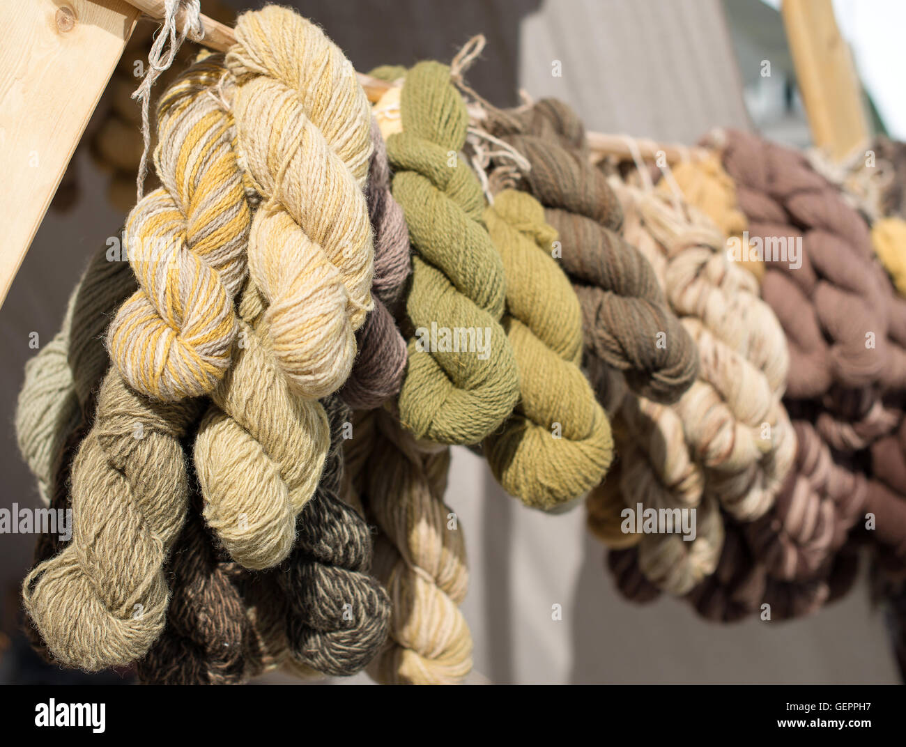 Homemade wool on the street market Stock Photo - Alamy