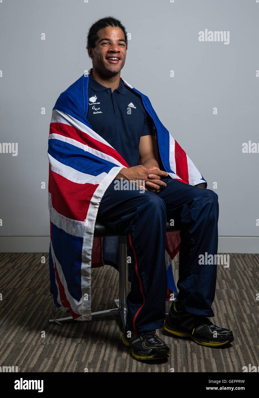 Great Britain's Sam Ruddock (F35 shot putt) poses during a ...