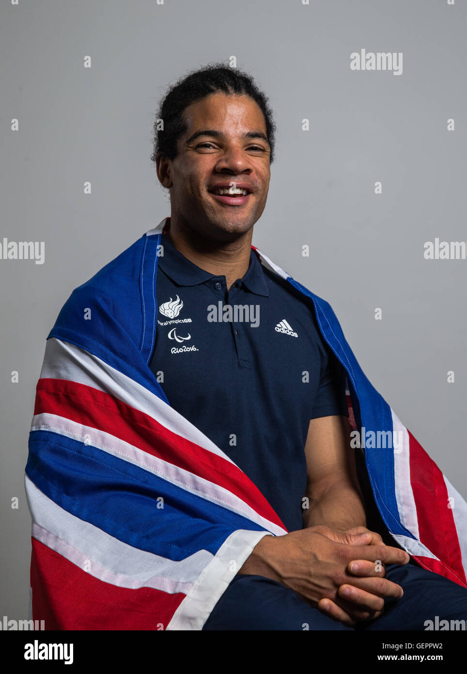 Great Britain's Sam Ruddock (F35 shot putt) poses during a ...