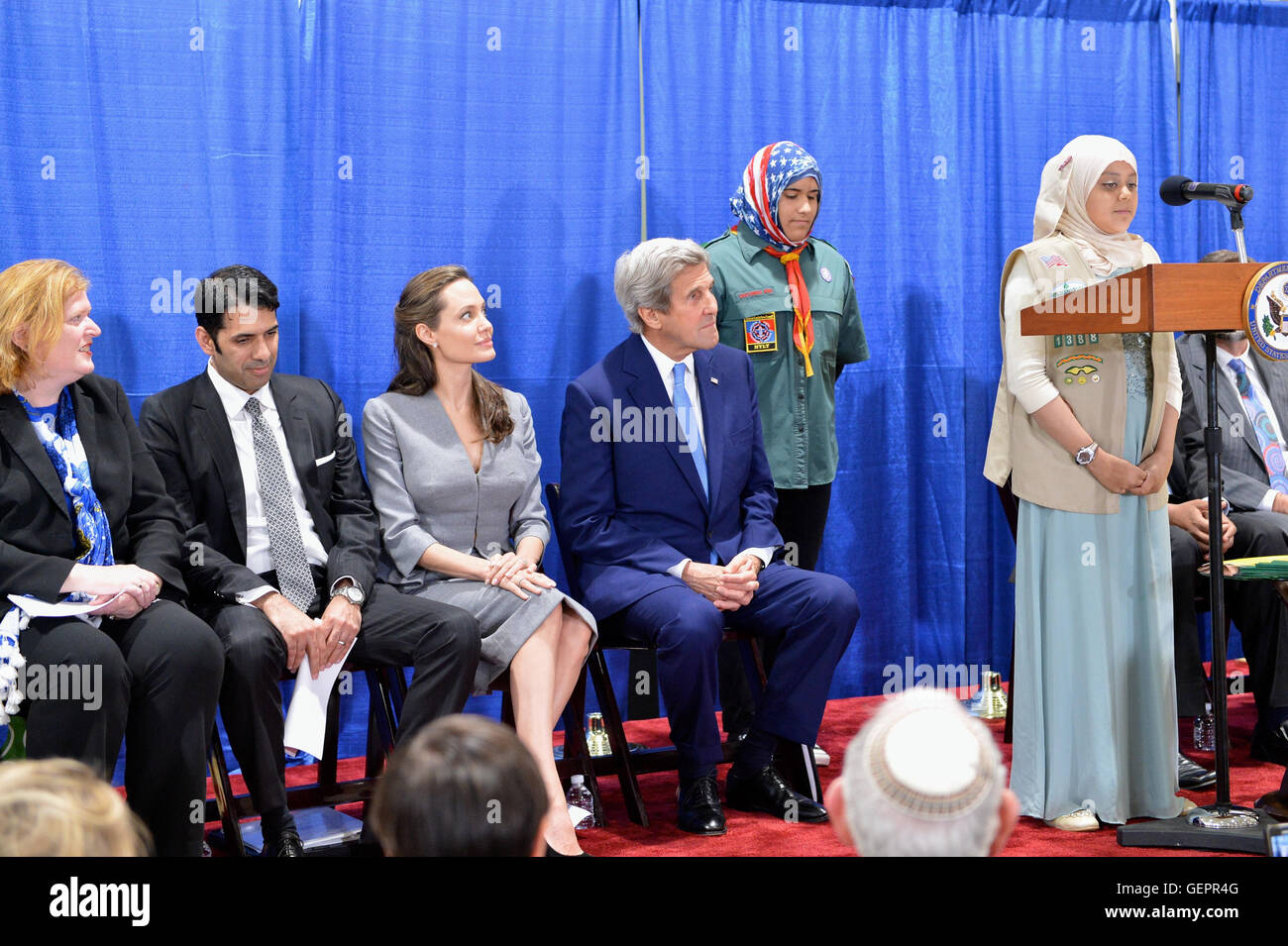 A Local Girl Scout Addresses the Audience at an Interfaith Iftar ...