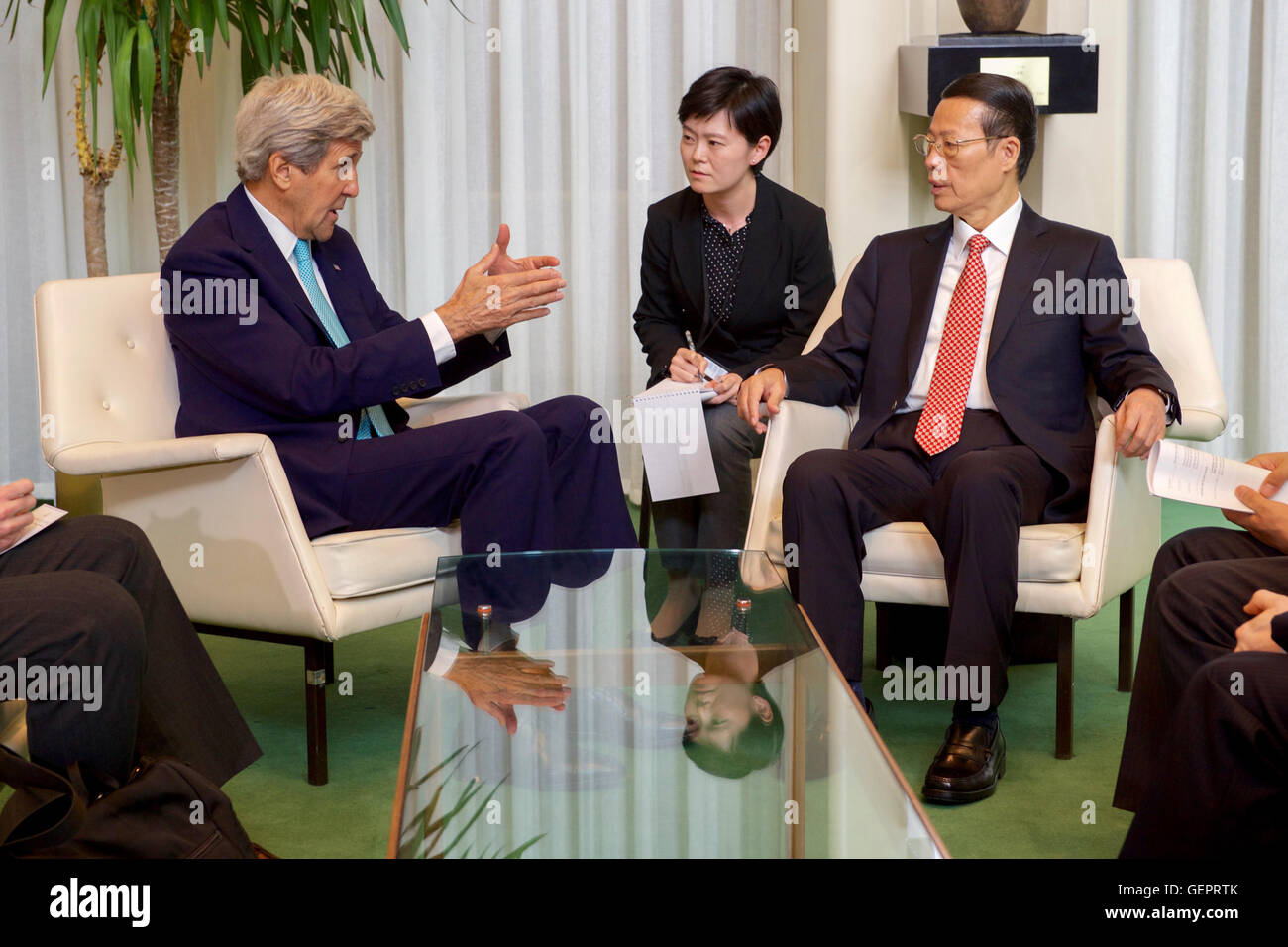 Secretary Kerry Addresses Chinese Vice Premier Zhang During a Bilateral ...