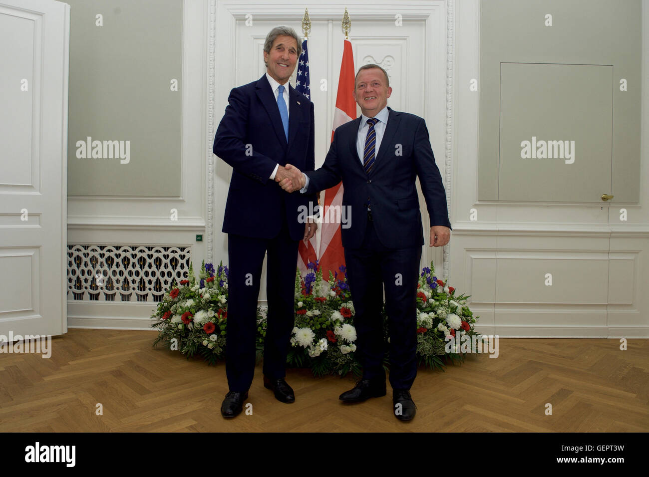 Secretary Kerry and Danish Prime Minister Rasmussen Shake Hands After ...