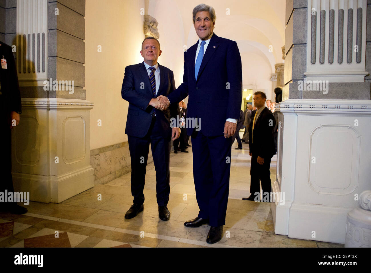 Secretary Kerry and Danish Prime Minister Rasmussen Shake Hands Before ...