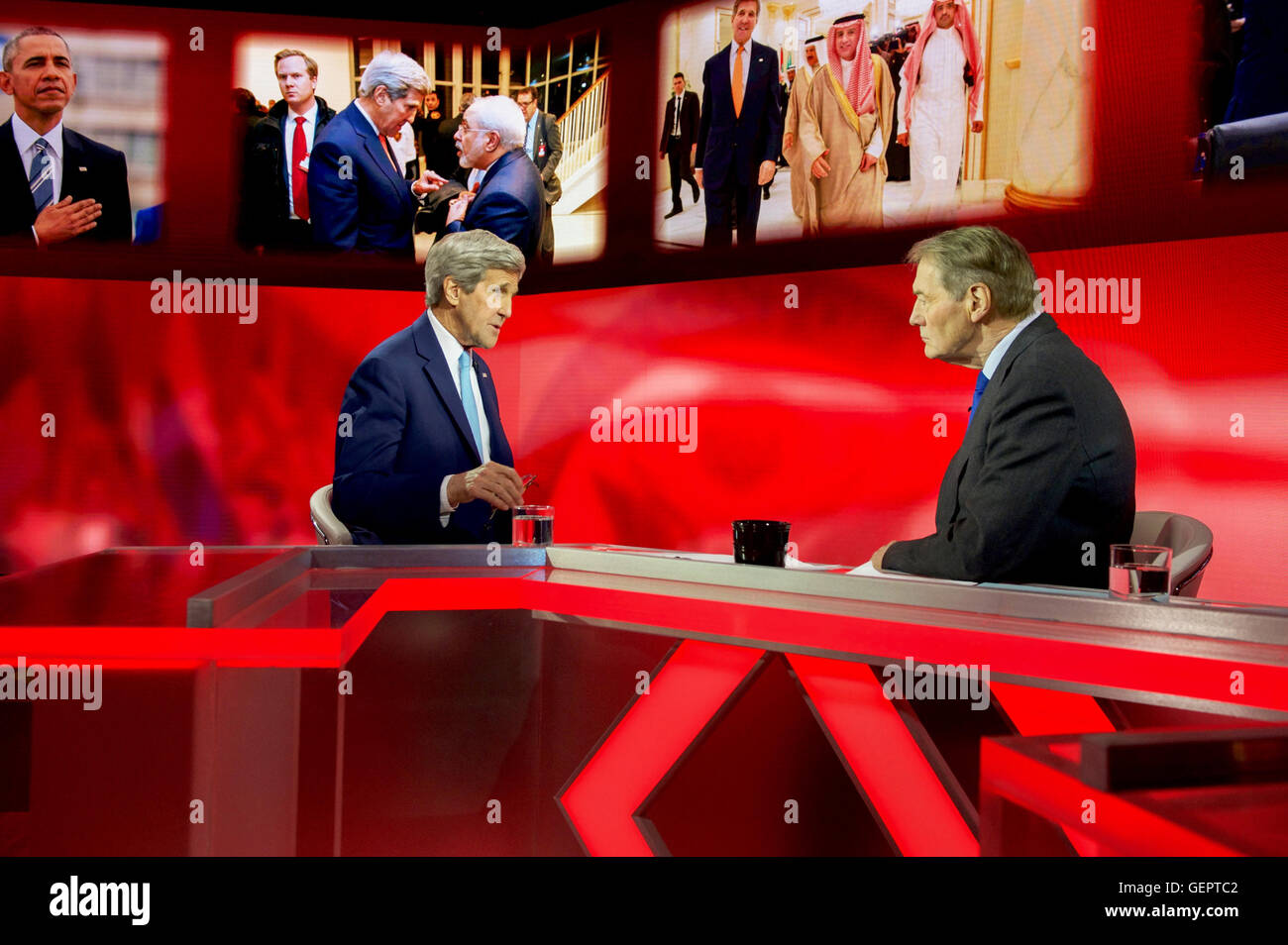 Secretary Kerry Chats With Host Charlie Rose During a PBS Interview in ...