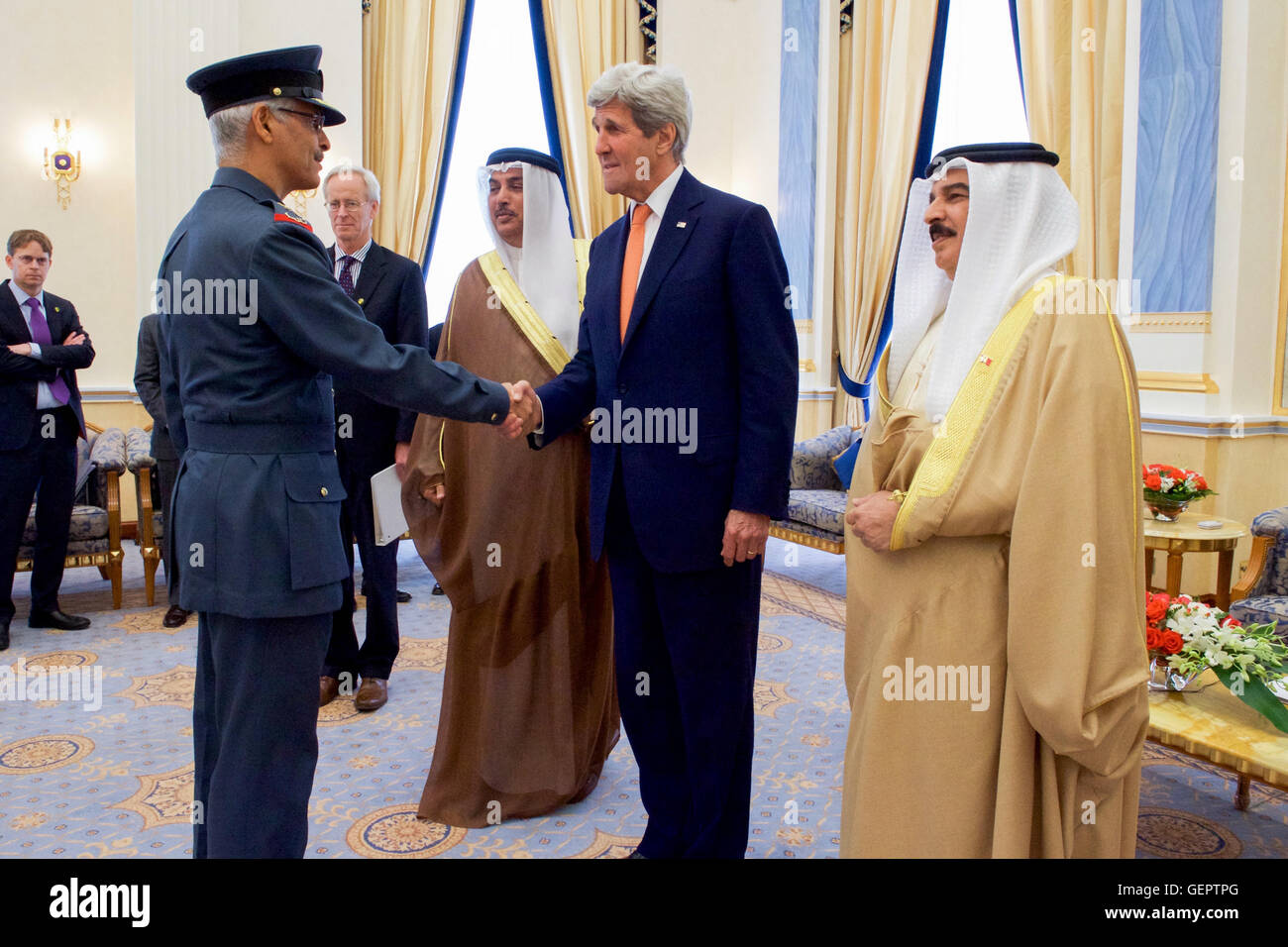 Secretary Kerry Greets Members of the Bahraini Government Before a ...