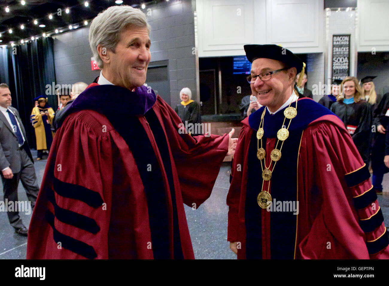 Secretary Kerry Greets Northeastern University President Aoun Before ...