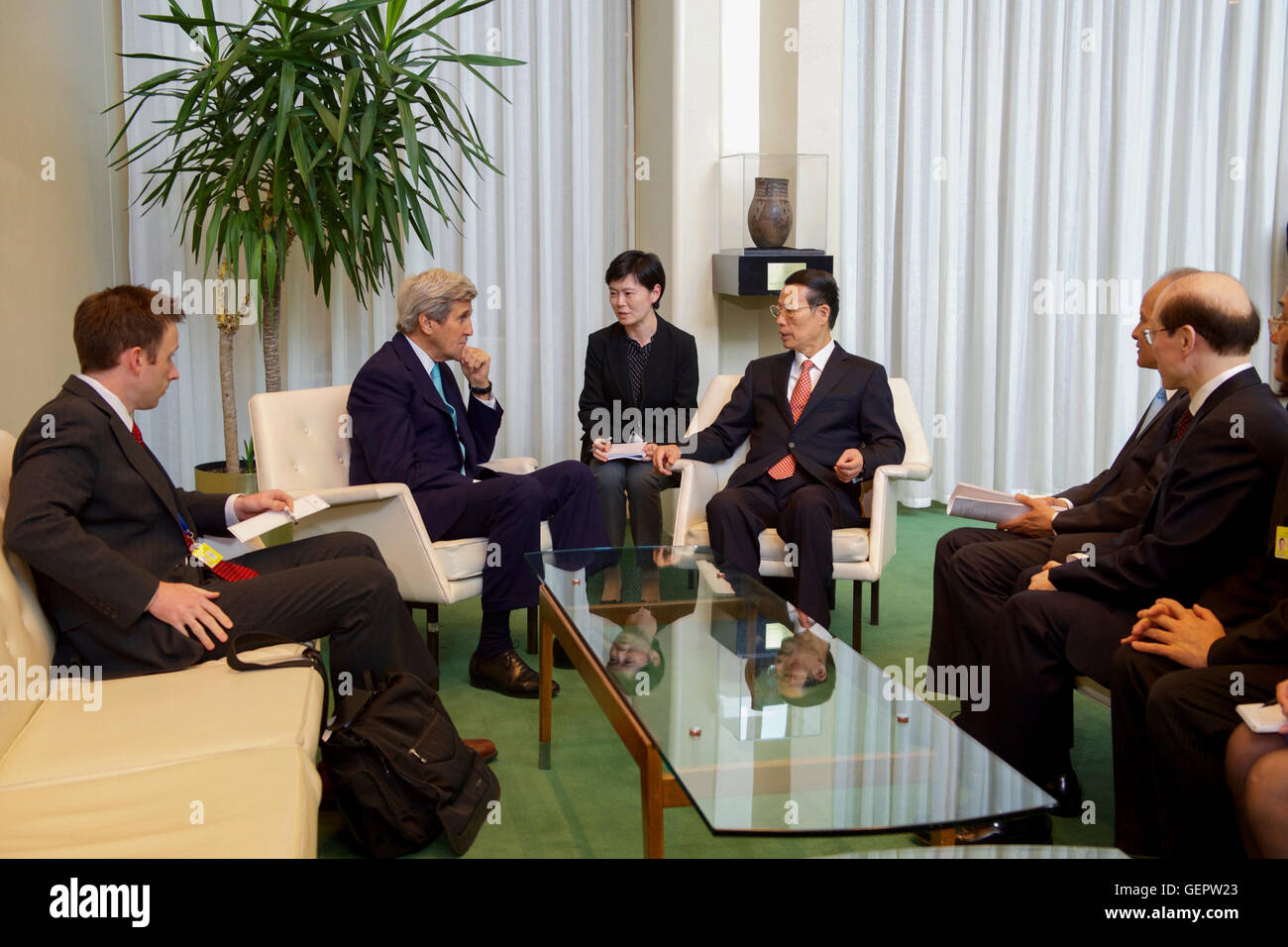 Secretary Kerry Listens to Chinese Vice Premier Zhang During a ...
