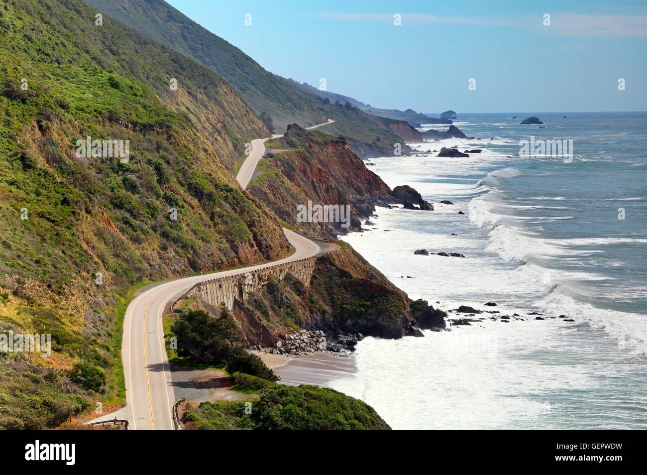 geography / travel, USA, California, Highway No. 1 and coast, view from ...