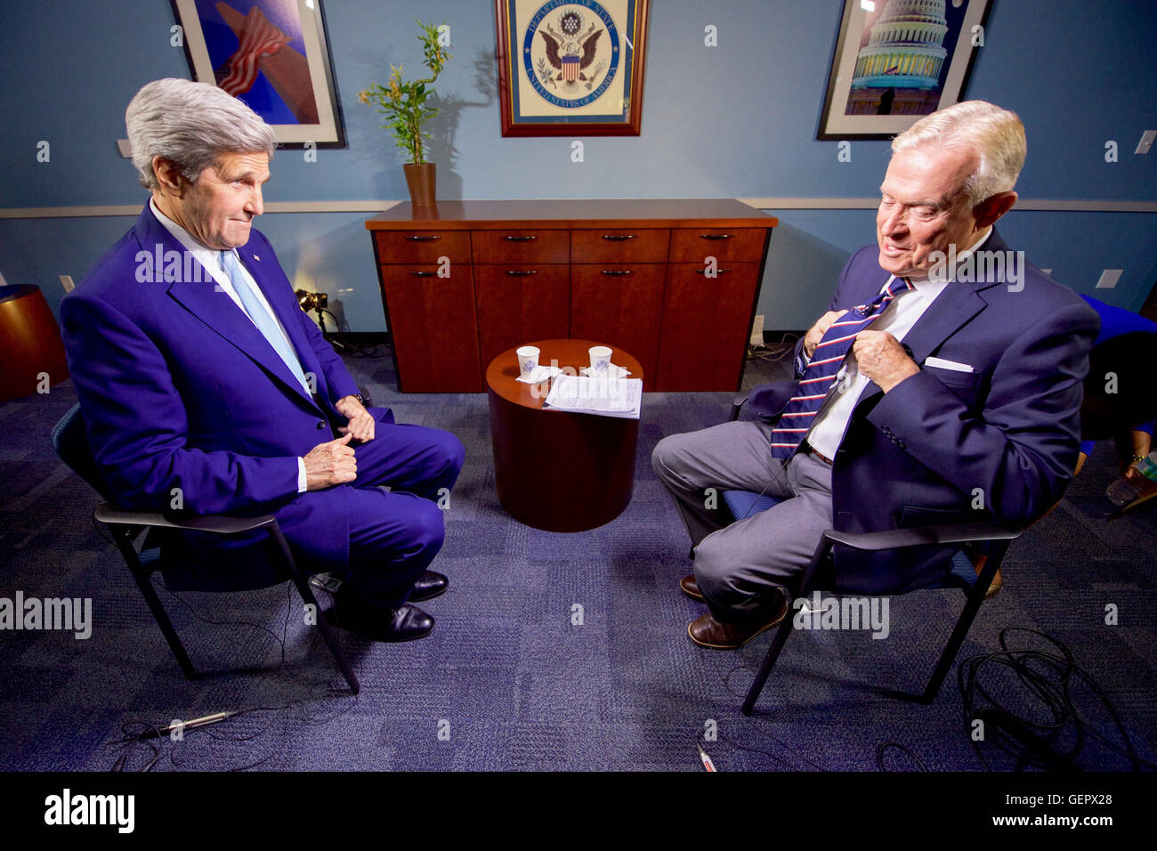 Secretary Kerry Sits With WPLG-TV's Reporter Michael Putney Before an ...