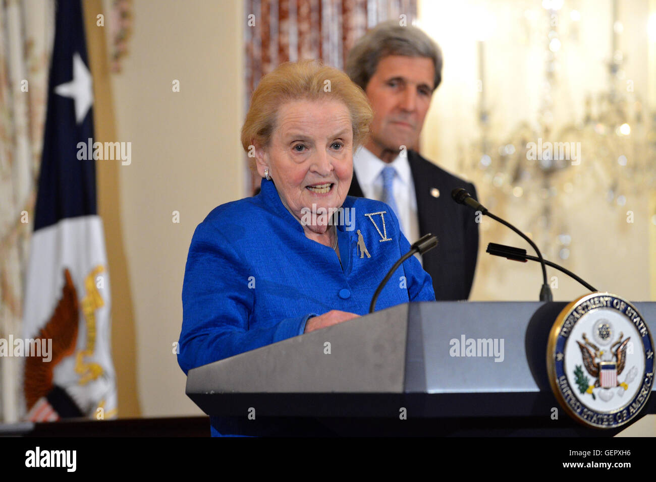 Secretary Kerry Watches Former Secretary Albright Give Remarks at the ...