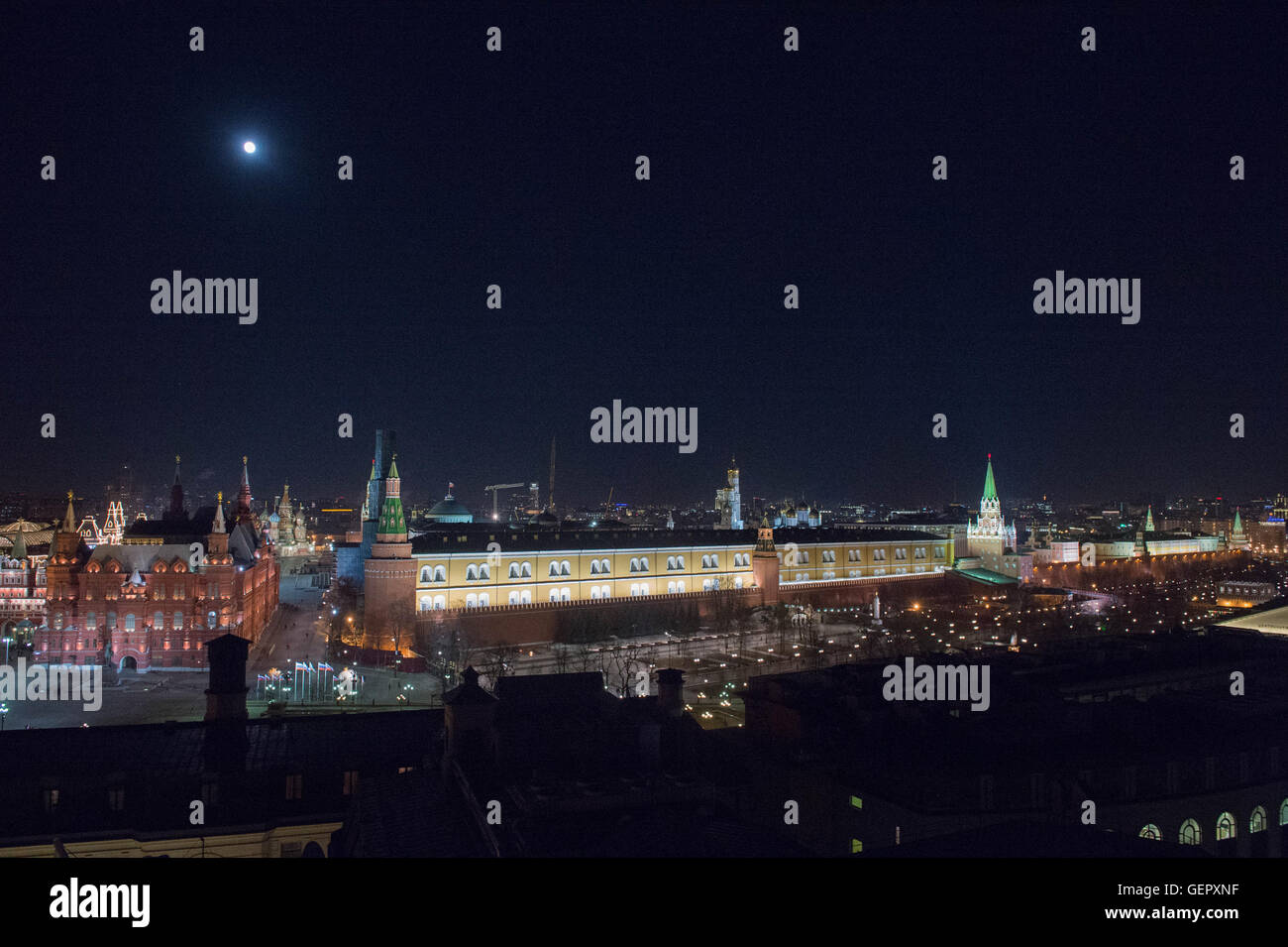 The Kremlin in Moscow Under a Full Moon During Secretary Kerry Visit's ...