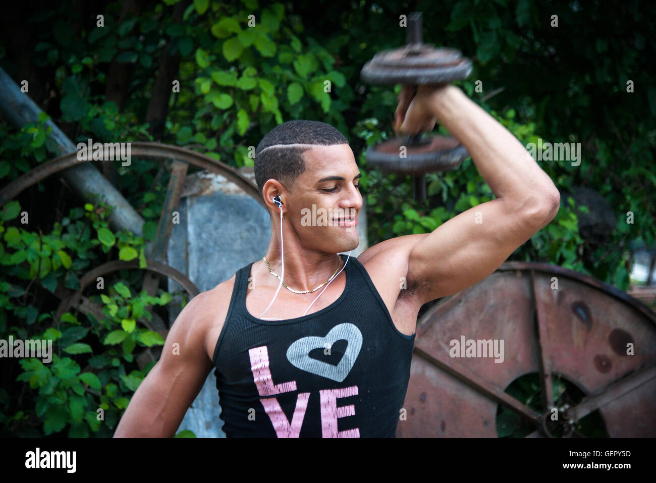 A young bodybuilder, Santiago, Cuba Stock Photo - Alamy