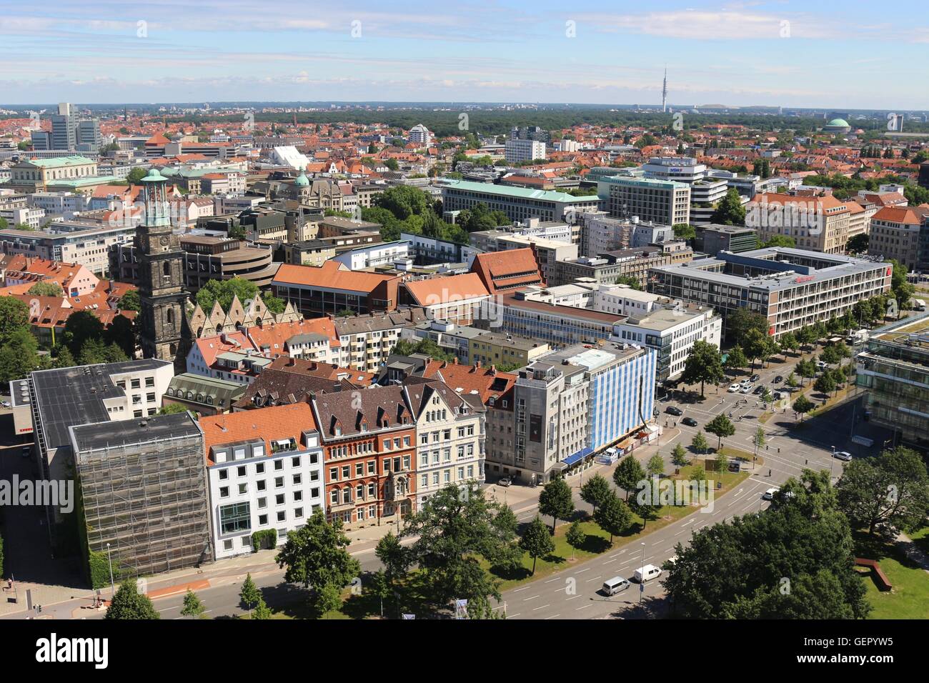 Panoramic view of Hanover, North Germany. Seen from the Top of the New ...