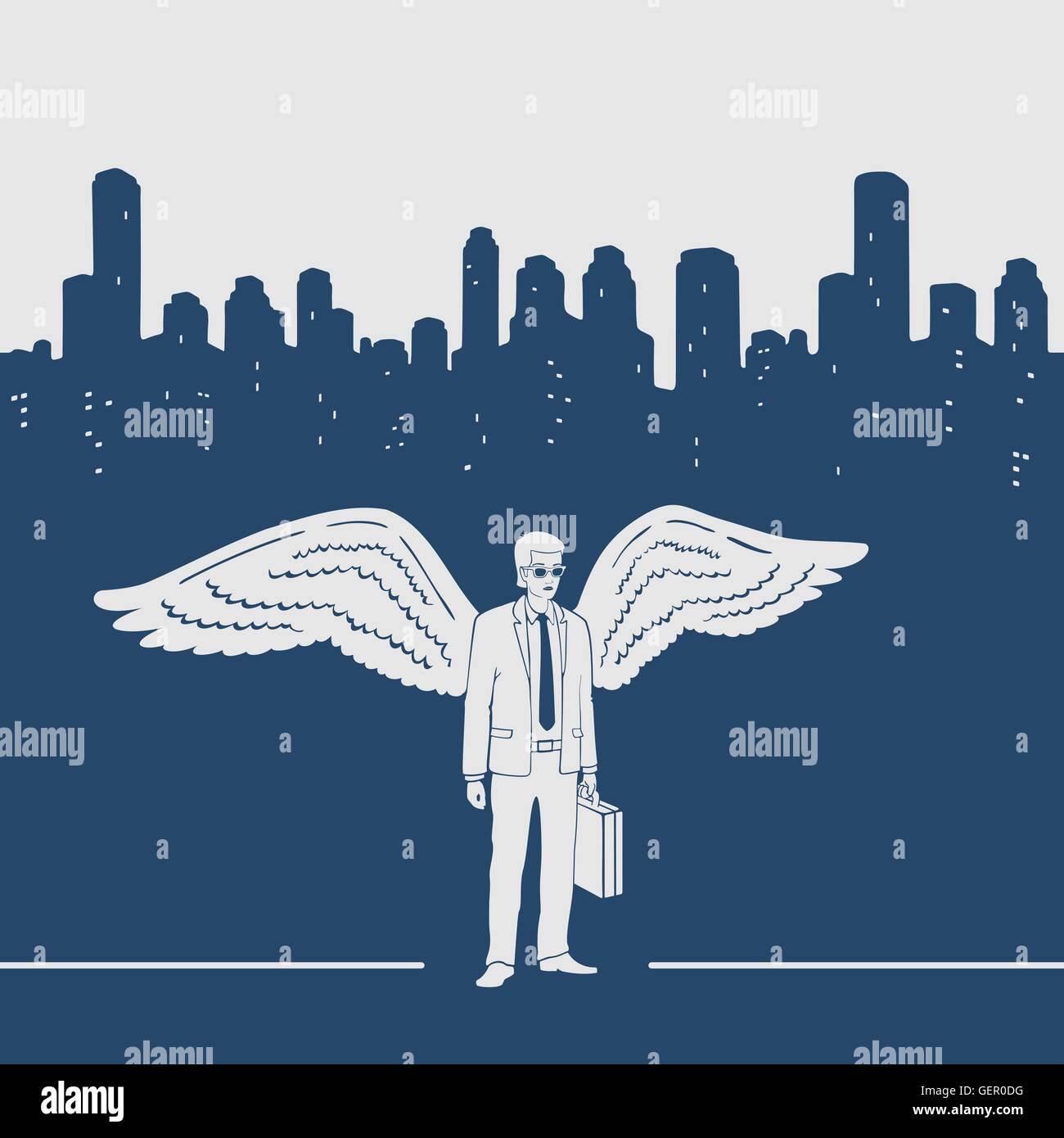Man angel wings town Stock Vector Images - Alamy