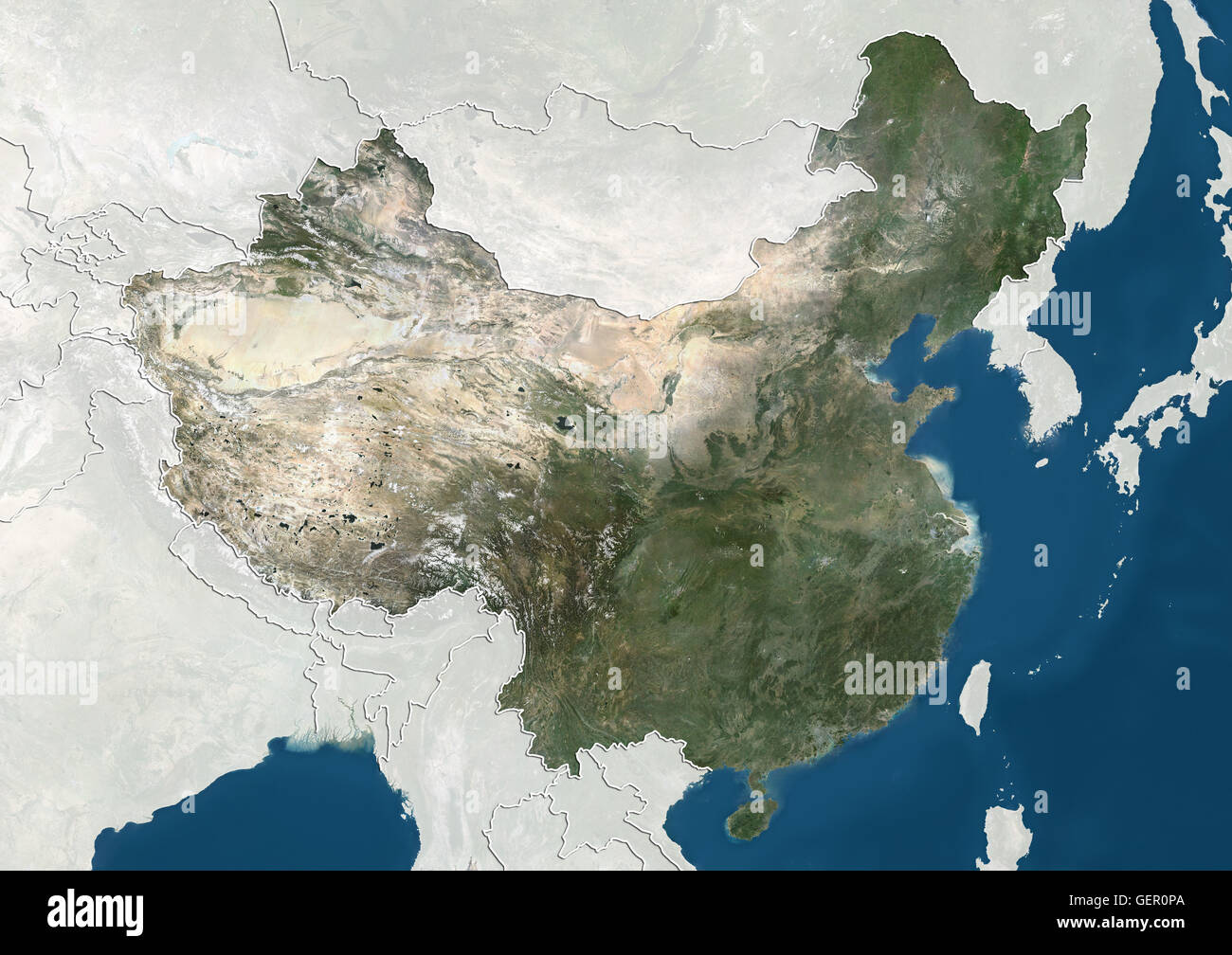 Night Satellite Map Of China
