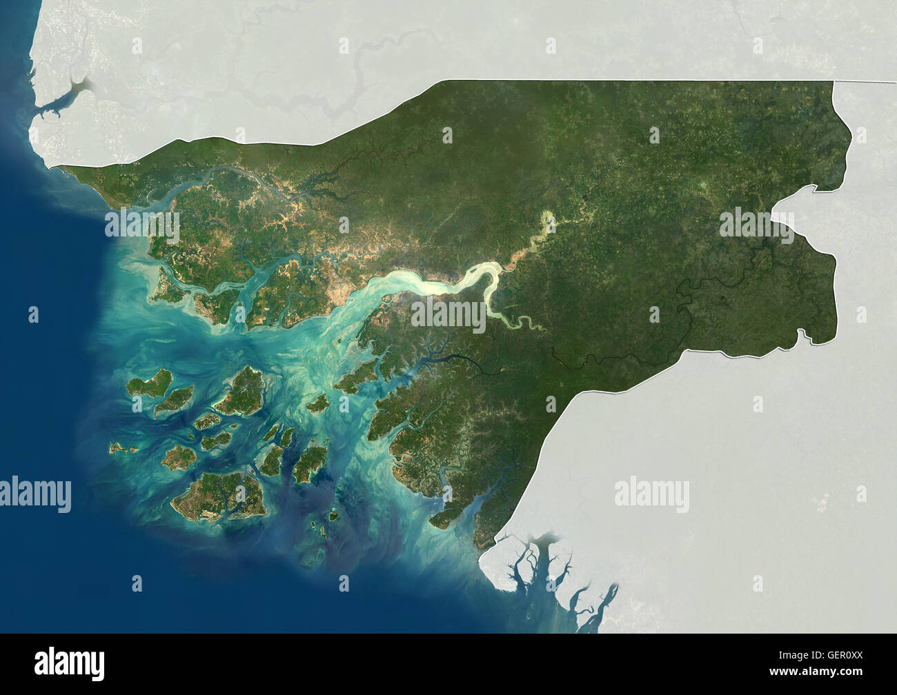 Satellite view guinea country boundaries hi-res stock photography and ...