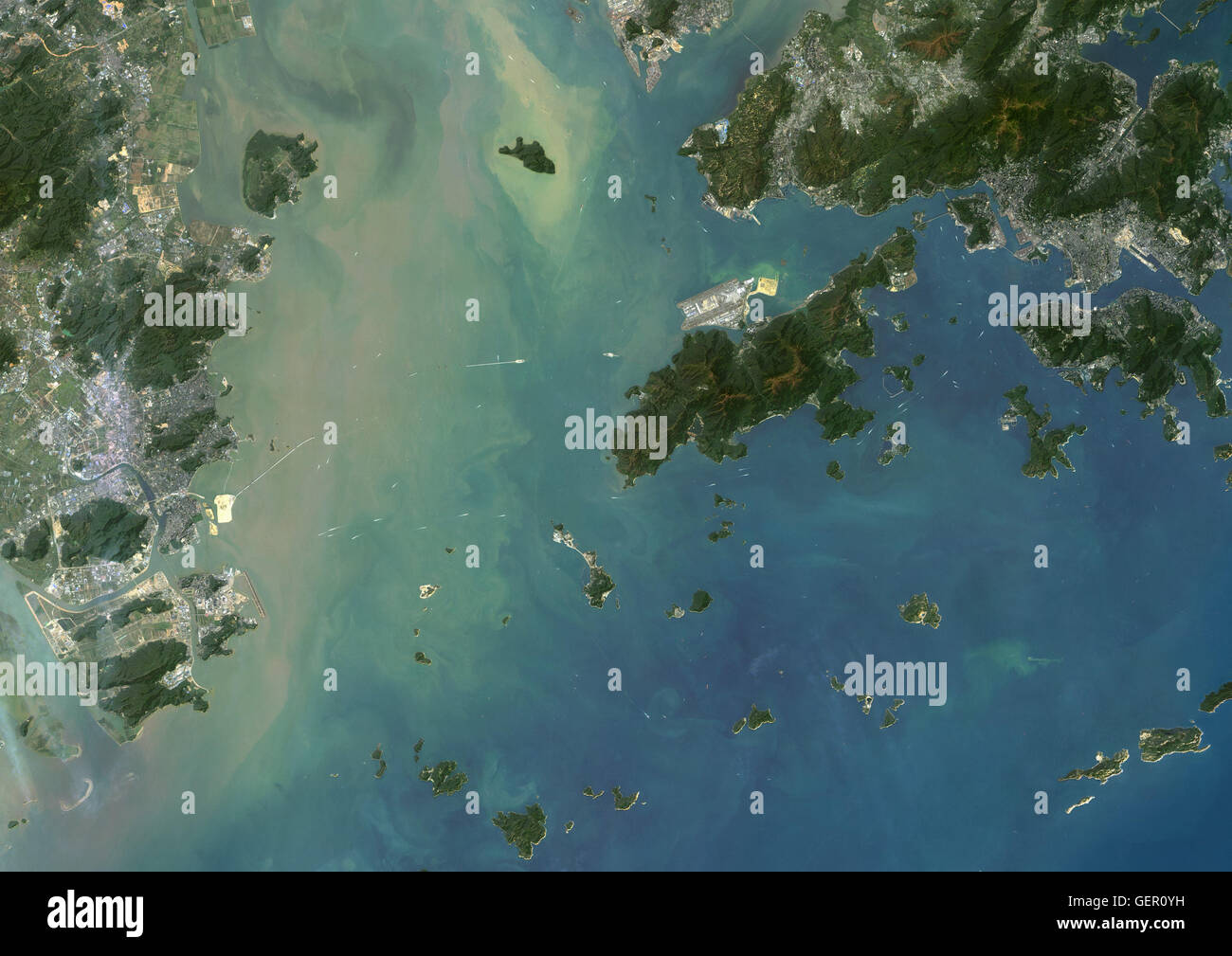 Satellite view macau image compiled from data hi-res stock photography ...