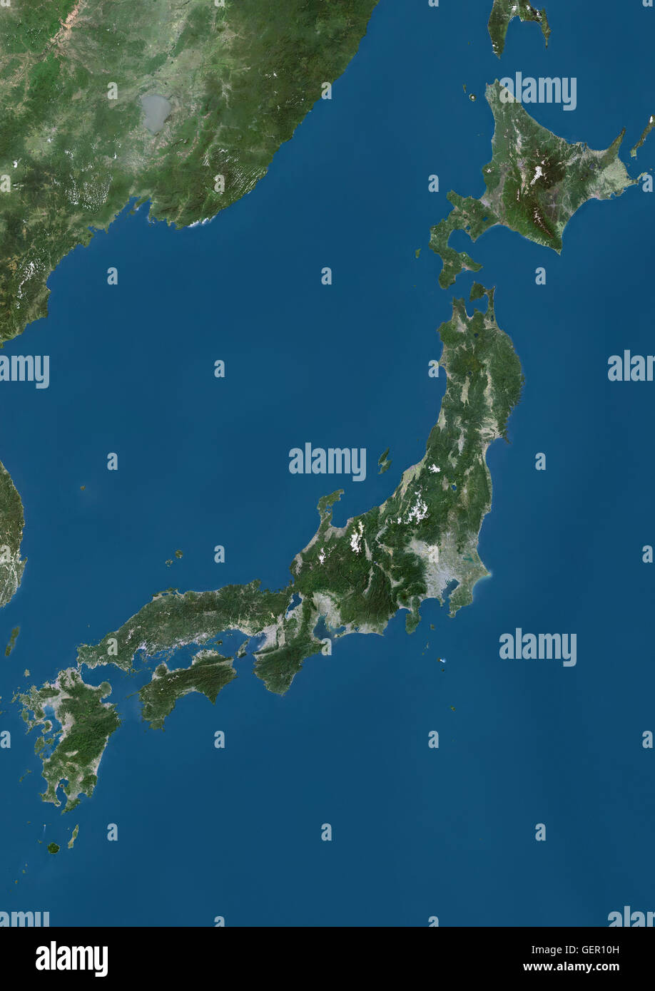Satellite view of Japan. This image was compiled from data acquired by ...