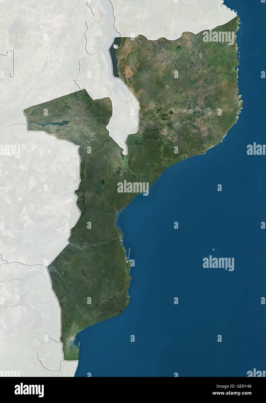Satellite view mozambique country boundaries hi-res stock photography ...