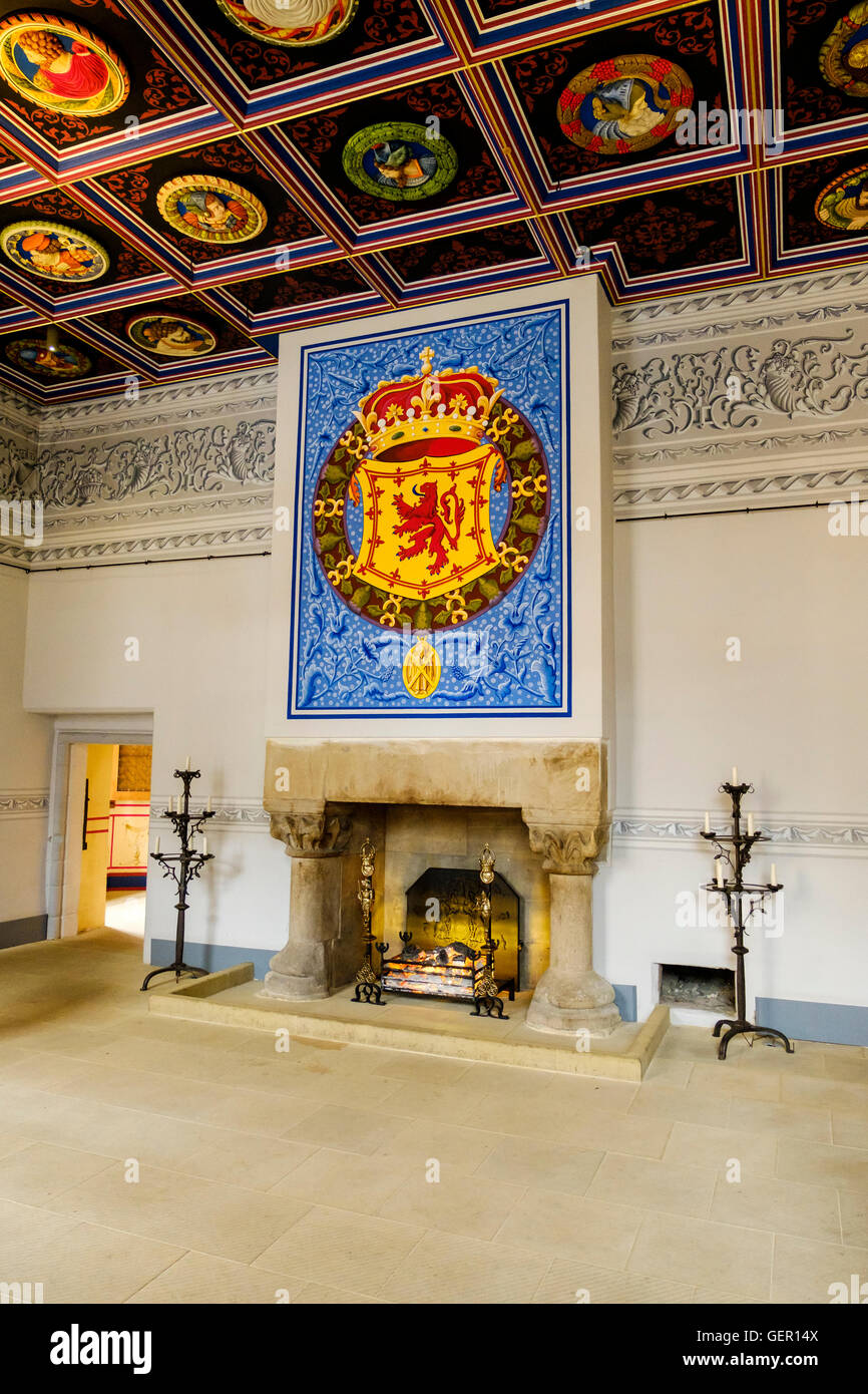 The fireplace in the King's Outer Hall, Stirling Castle, Stirling ...