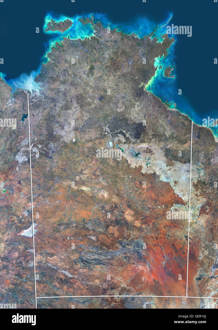 Satellite view of Northern Territory, Australia (with administrative ...