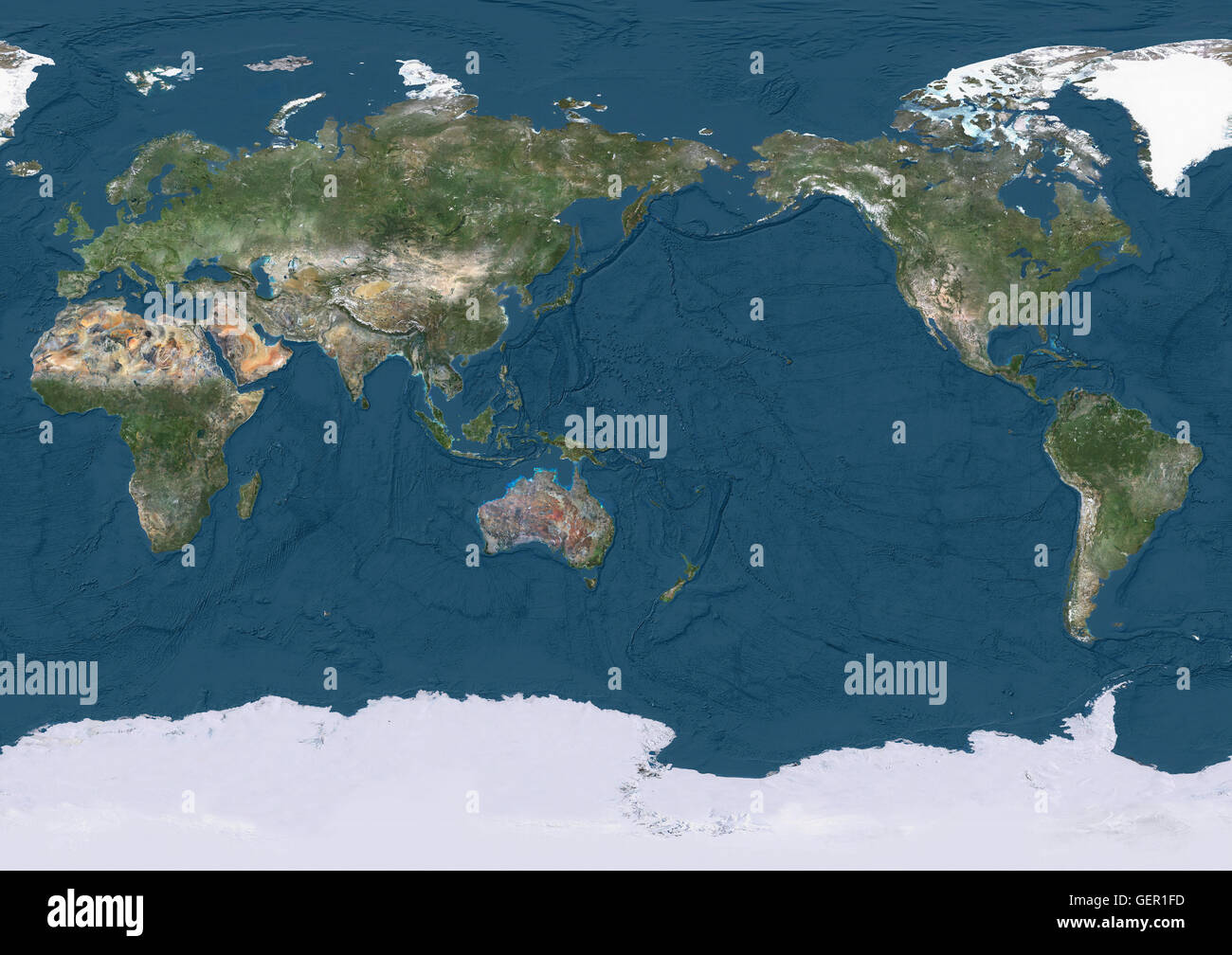 True natural colour satellite image of the Earth, centred on the ...