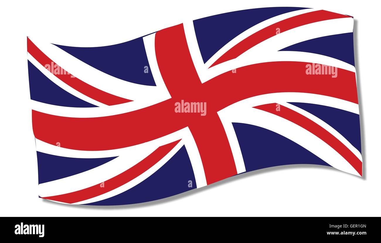A fluttering Union Jack flag over a white background Stock Vector Image ...