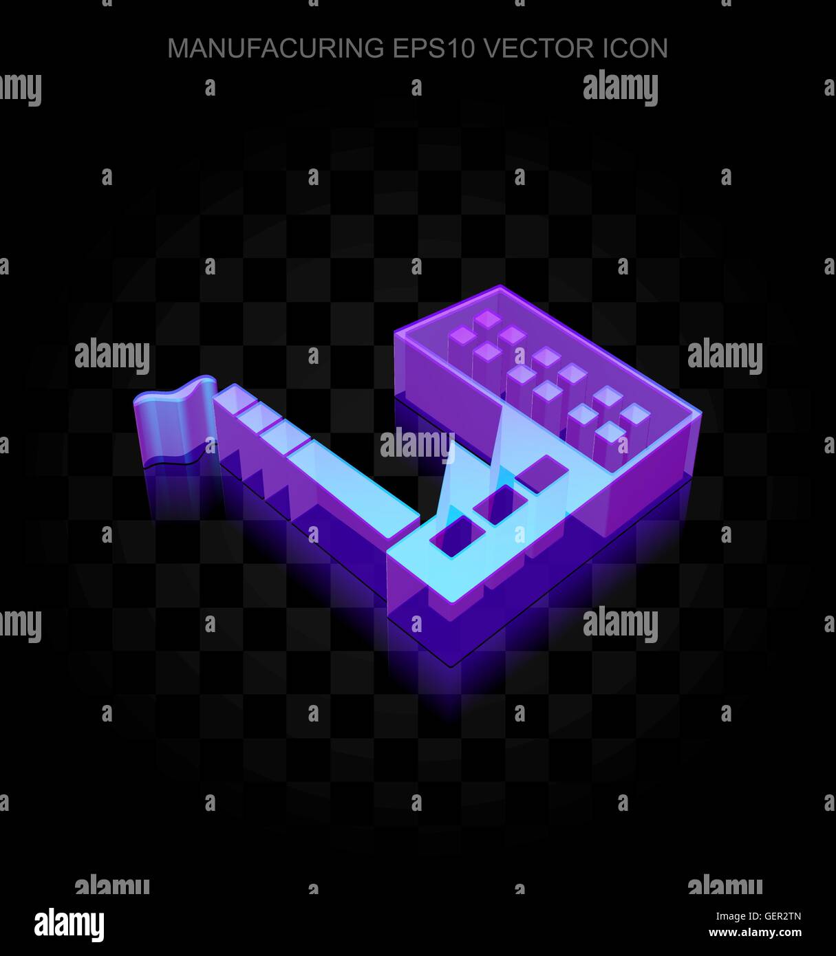 Industry icon: 3d neon glowing Industry Building made of glass, EPS 10 ...