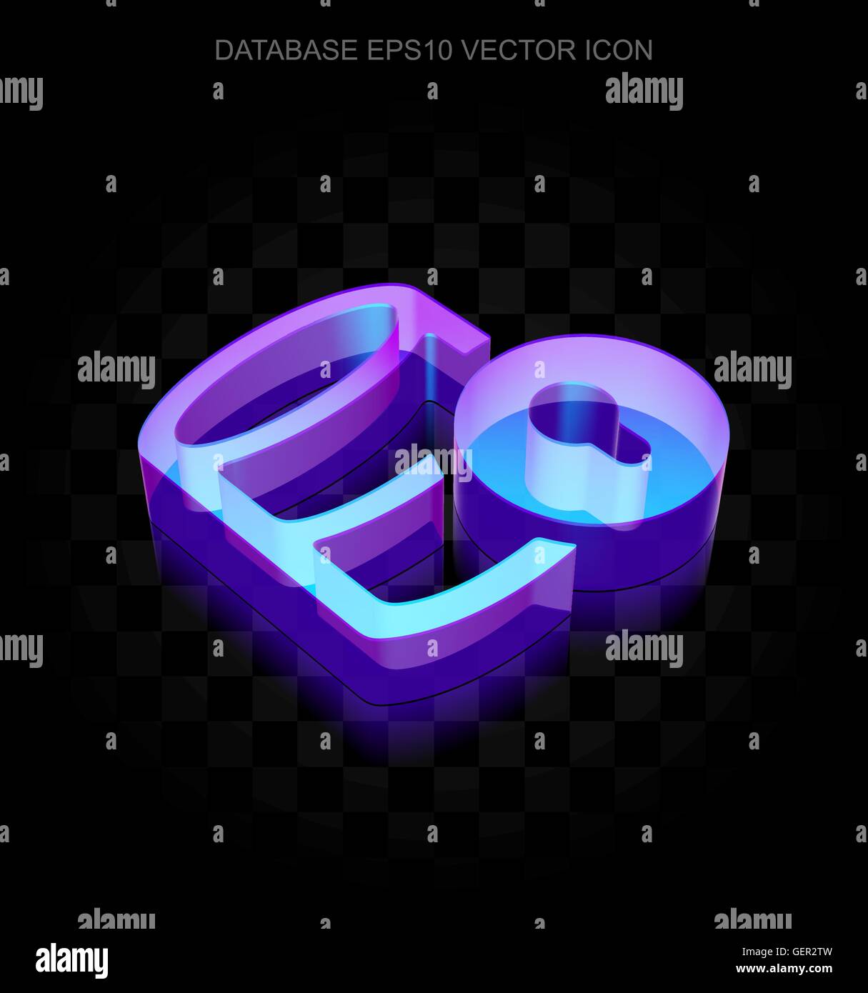 Database icon: 3d neon glowing Database With Lock made of glass, EPS 10 ...