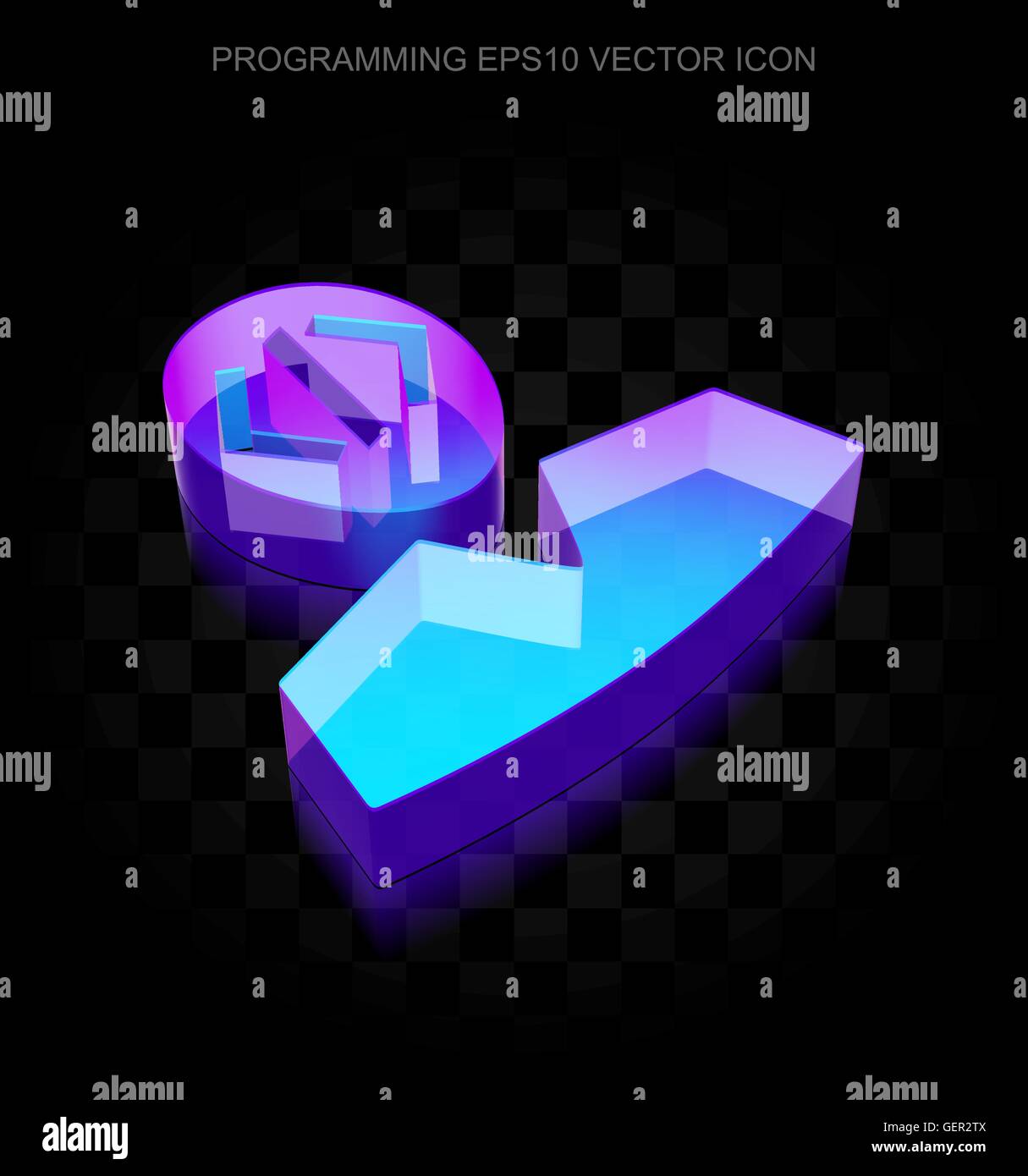 Database icon: 3d neon glowing Programmer made of glass, EPS 10 vector ...