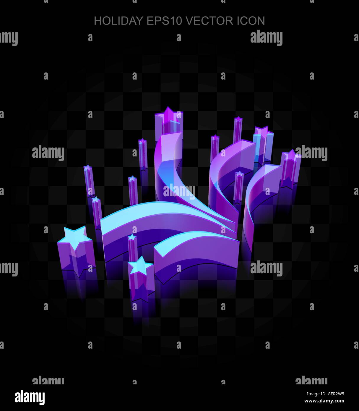 Holiday icon: 3d neon glowing Fireworks made of glass, EPS 10 vector ...