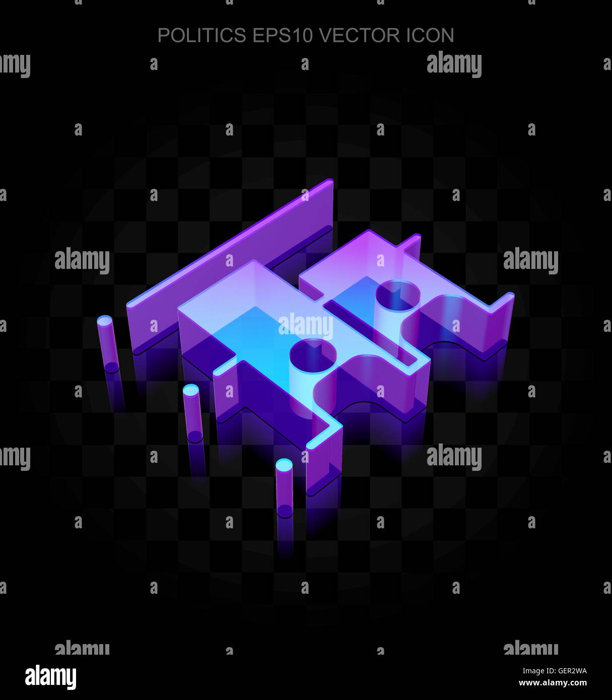 Politics icon: 3d neon glowing Election made of glass, EPS 10 vector ...