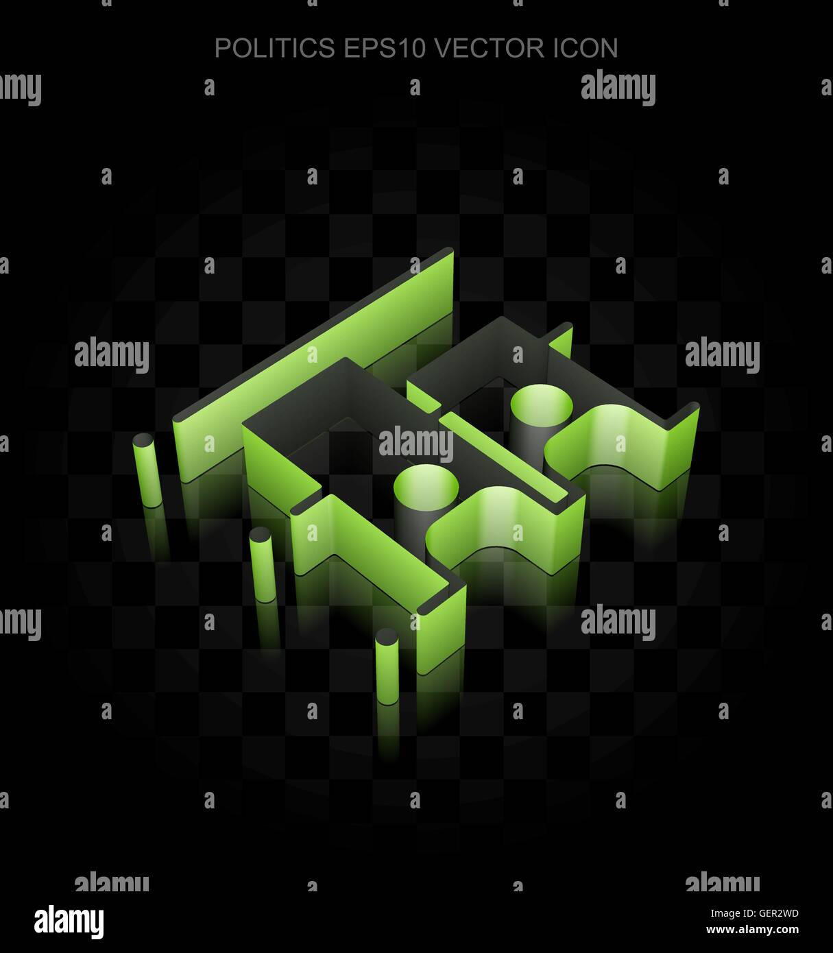 Political icon: Green 3d Election made of paper, transparent shadow ...