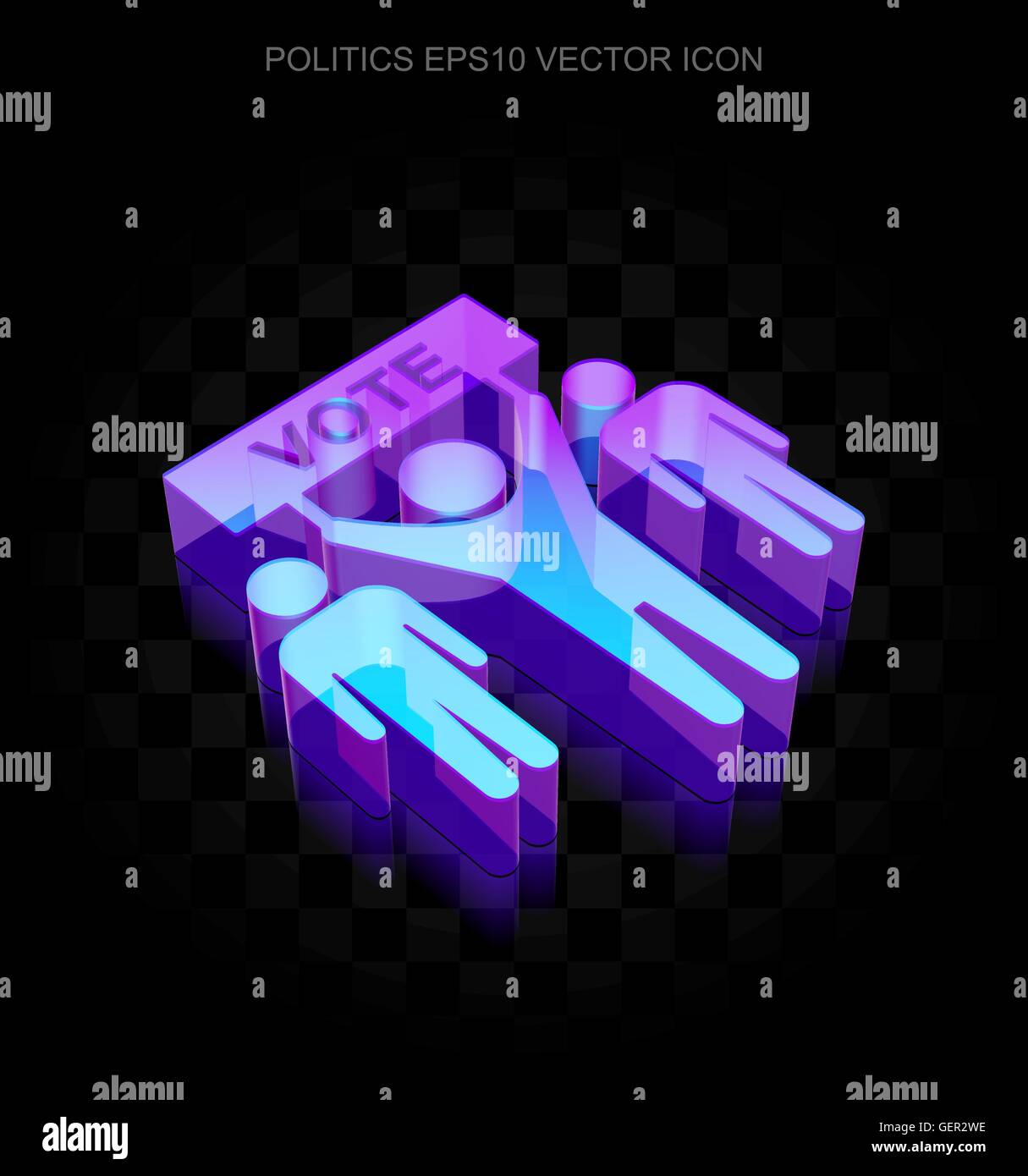 Politics icon: 3d neon glowing Election Campaign made of glass, EPS 10 ...