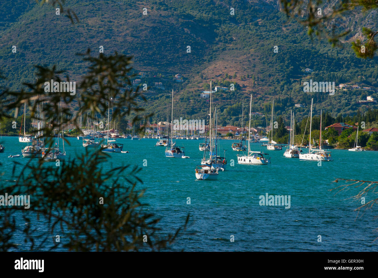 The village of Geni / Nidri in Lefkada, Greece Stock Photo - Alamy