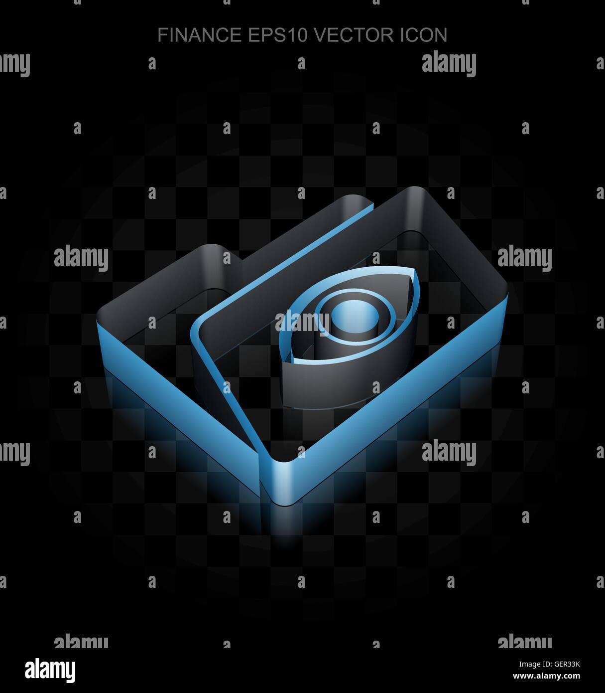 Finance icon: Blue 3d Folder With Eye made of paper, transparent shadow ...