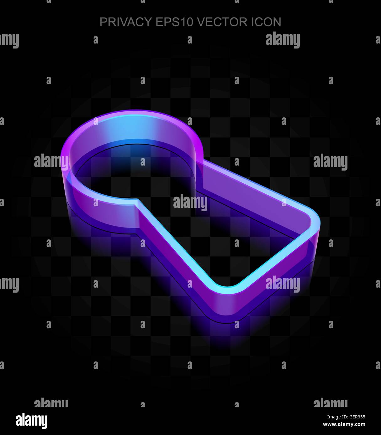 Security icon: 3d neon glowing Keyhole made of glass, EPS 10 vector ...