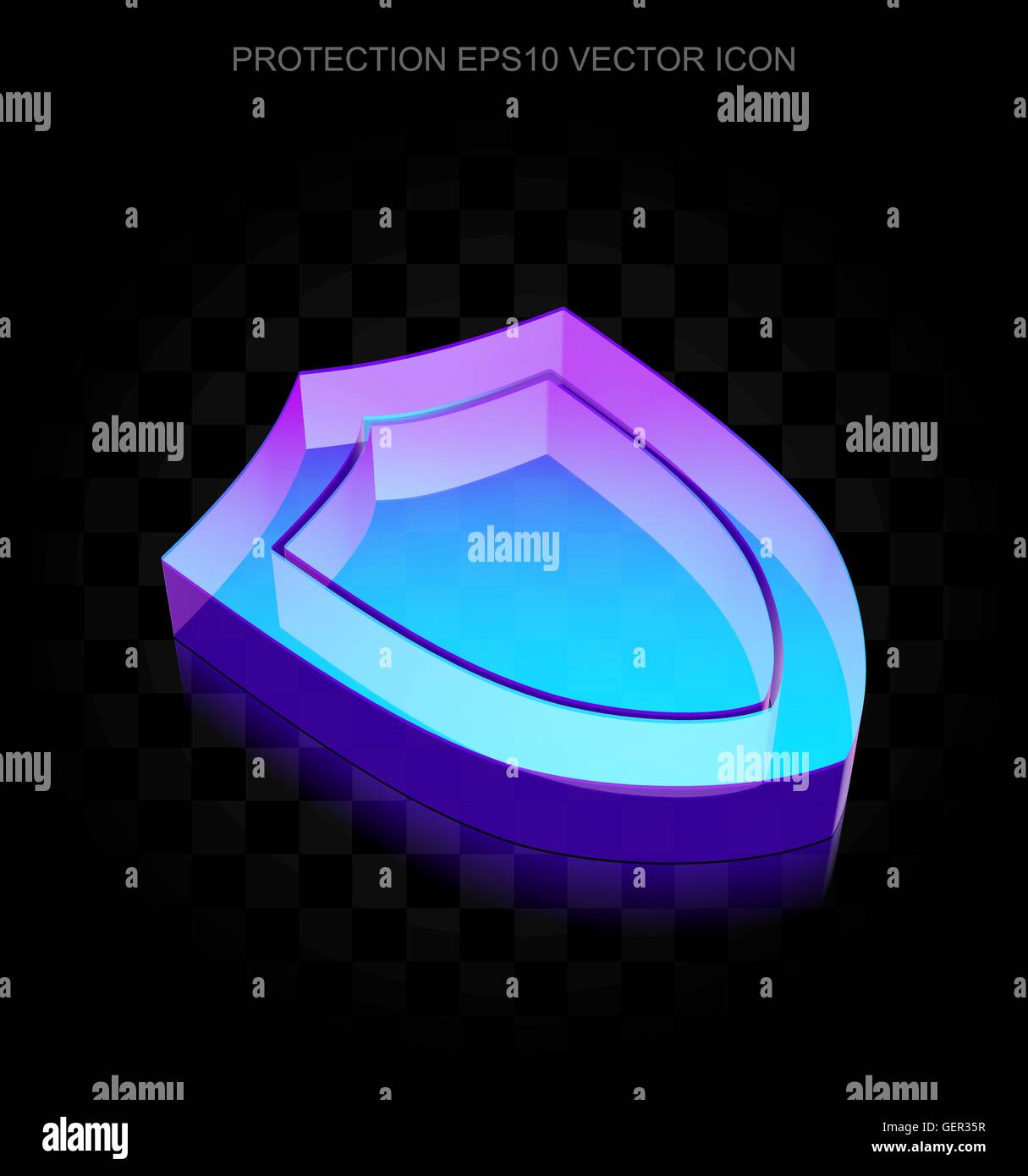 Security icon: 3d neon glowing Shield made of glass, EPS 10 vector ...
