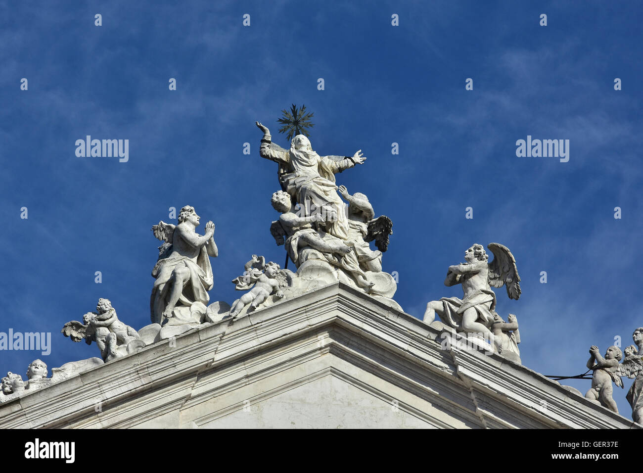 Assumption of the Virgin Mary into Heaven at the top of jesuit church ...