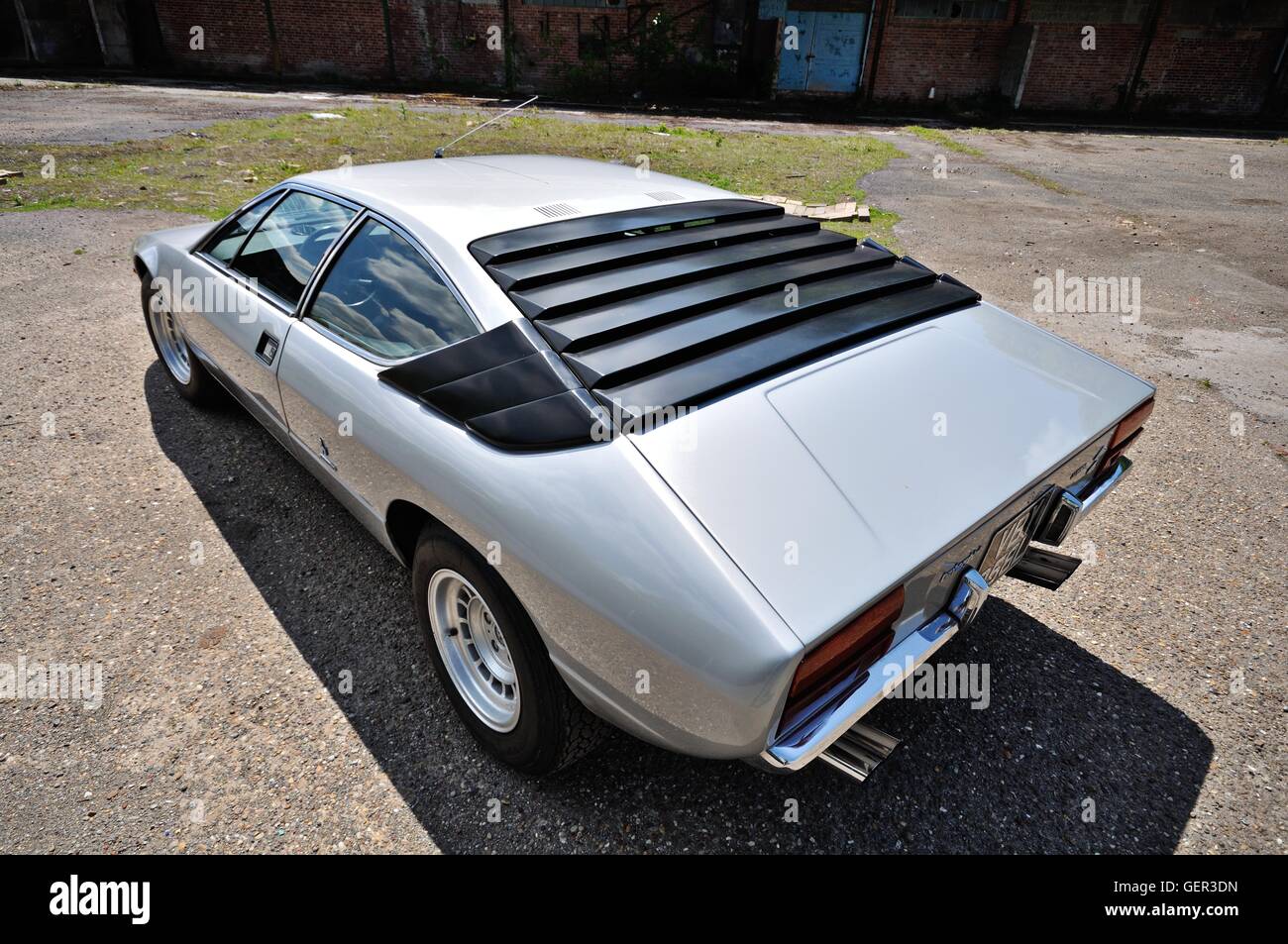 Lamborghini Urraco classic sports car parked on rough concrete Stock ...