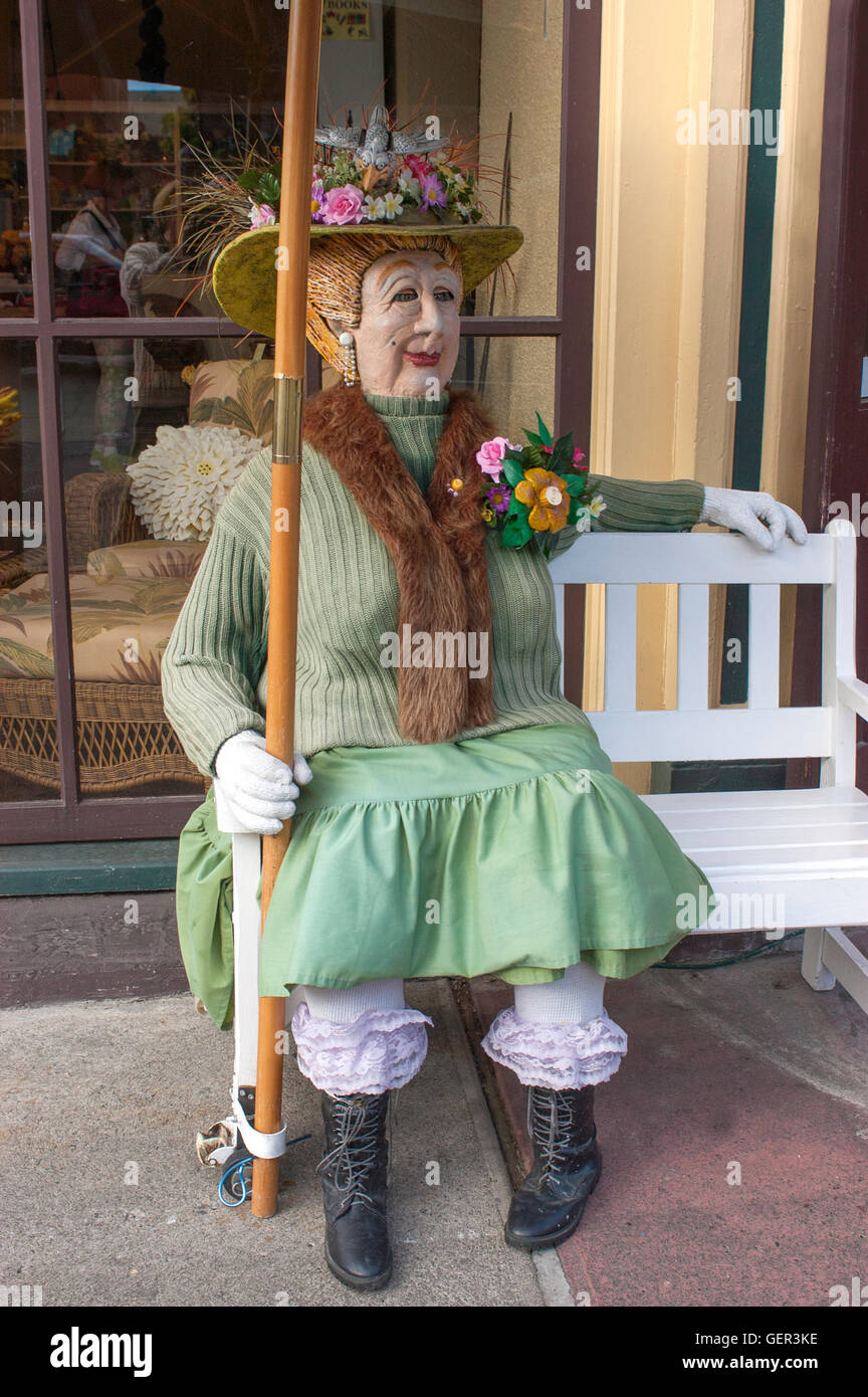 "Street People" in Victoria BC, Stuffed doll " Gertrude" on a bench ...