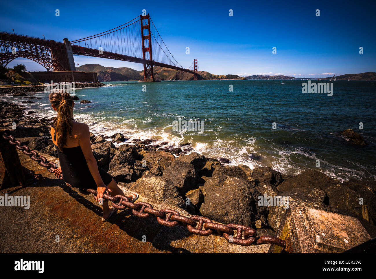 Girl golden gate bridge hi-res stock photography and images - Alamy