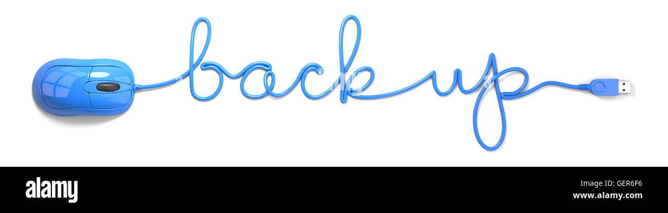 Blue mouse and cable in the shape of backup Stock Photo - Alamy
