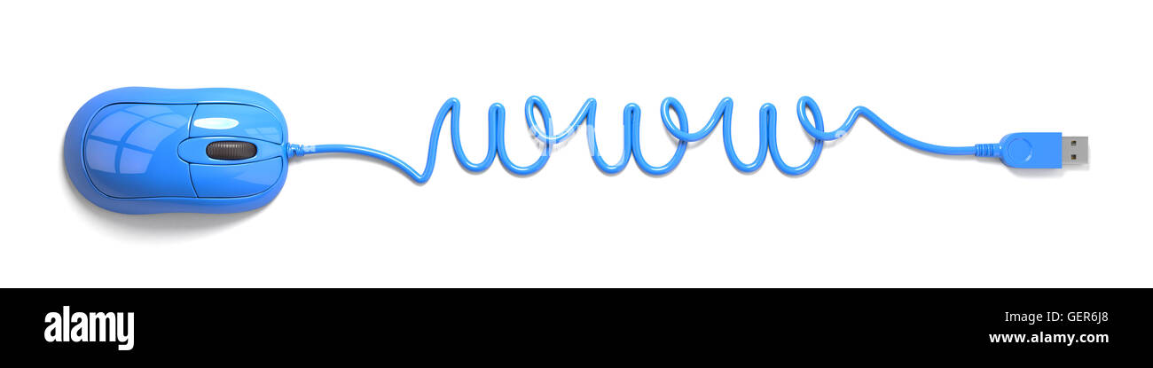 Blue mouse and cable in the shape of www Stock Photo - Alamy