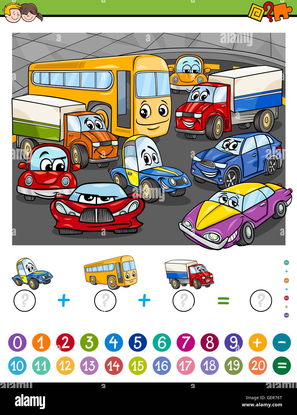 Cartoon Illustration of Educational Mathematical Counting and Addition ...
