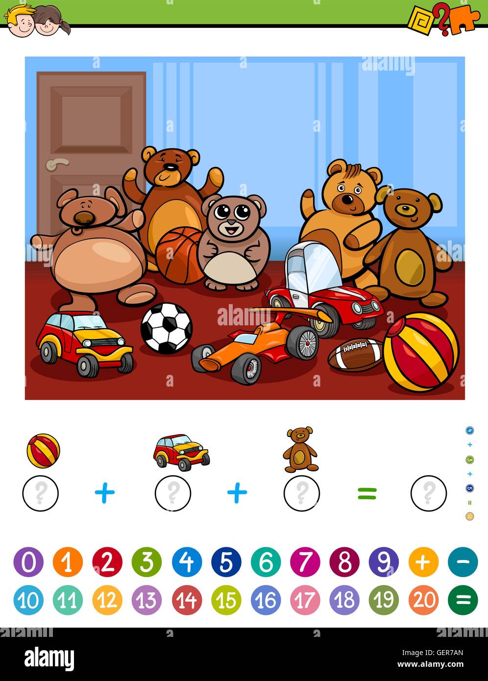 Cartoon Illustration of Educational Mathematical Counting and Addition ...